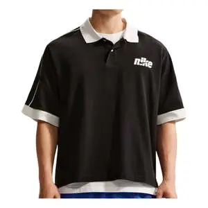 Nike Club Oversized Polo Shirt 'black Sail - Black/sail