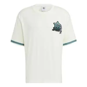 Adidas Alphabet Printing Round Neck Pullover Short Sleeve White - Default Color