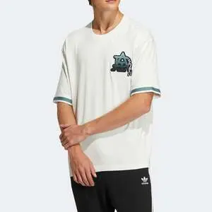 Adidas Alphabet Printing Round Neck Pullover Short Sleeve White - Default Color