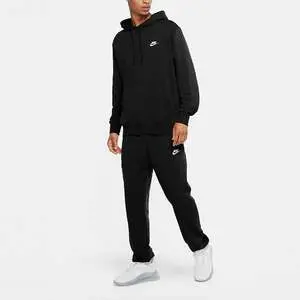 Nike Club Logo Embroidered Solid Color Sports Black