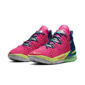 Nike Lebron 18 'los Angeles Night' Basketball Sneakers - Pink/yellow/blue