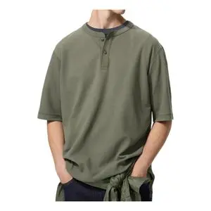 Uniqlo Dry Waffle Henley Neck T-shirt Short Sleeve - Olive