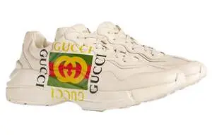 Gucci Rhyton Leather Sneaker With Vintage Logo - Ivory