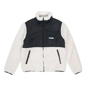 PUMA Sherpa Contrasting Colors Stand Collar Jacket - Ivory