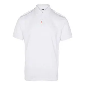 Nike Solid Color Logo Embroidered Half-fastening Pullover Short Sleeve White Polo Shirt - Default Color