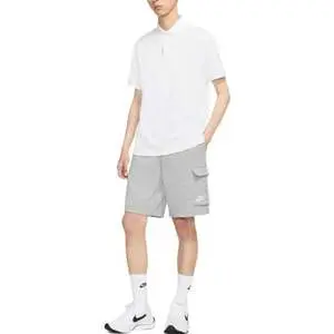 Nike Solid Color Logo Embroidered Half-fastening Pullover Short Sleeve White Polo Shirt