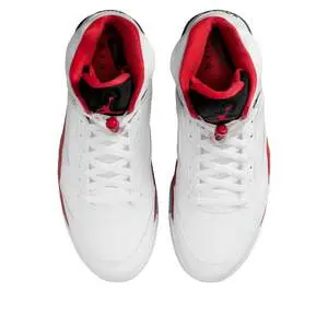 JORDAN 5 Retro 'fire Red Black Tongue - White/fire Red/black