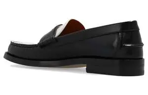 Gucci Interlocking G Loafer In Black And White Leather - Black/white
