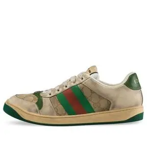 Gucci Gg Screener Distressed Gg Canvas Low Top Sneakers - Tan