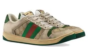 Gucci Gg Screener Distressed Gg Canvas Low Top Sneakers - Tan