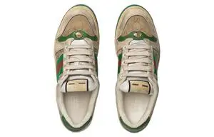 Gucci Gg Screener Distressed Gg Canvas Low Top Sneakers - Tan