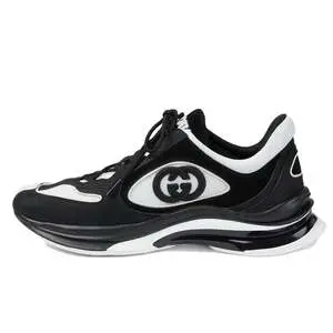 Gucci Run Sneaker In Black Suede - Black/white