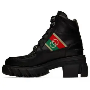 Gucci Interlocking Lace-up Boots - Black