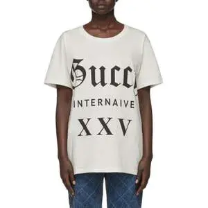 Gucci Short Sleeve "guccy" T-shirt - Creamy