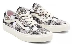 VANS Old Skool Patchwork Floral Low Top Sneakers - White/black/pink
