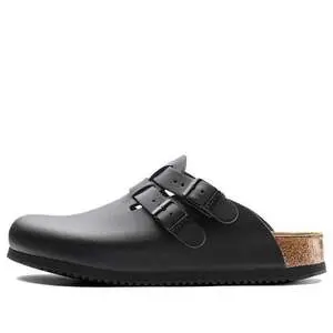 BIRKENSTOCK Birkenstock Kay SL Leather Clogs With Buckled Straps Black