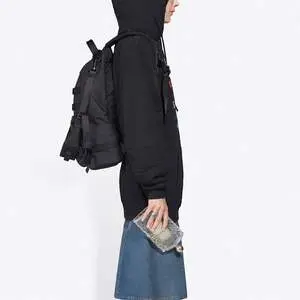 Balenciaga Multi-color Logo Printing Hoodie - Black