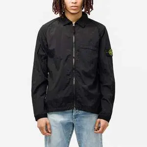Stone Island Nylon Metal Garment Dyed Over Shirt - Black