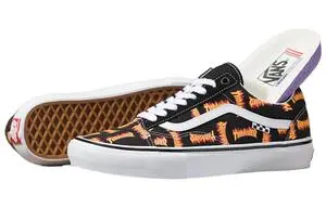 VANS Thrasher X Skate Old Skool Allover Flame Logo Sneakers - Black/yellow