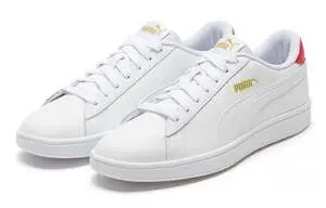 PUMA Smash V2 Low Top Sneakers - White/high Risk Red/gold