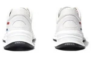 Gucci Leather Lace-up Low Top Sneakers - White/blue/red