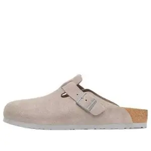 BIRKENSTOCK Boston Suede Leather Clogs - Grey