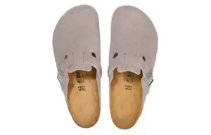 BIRKENSTOCK Boston Suede Leather Clogs - Grey
