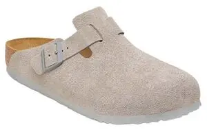 BIRKENSTOCK Boston Suede Leather Clogs - Grey