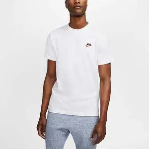 Nike Embroidered Logo Micro Mark Solid Color Casual Round Neck Short Sleeve White - Multi-color
