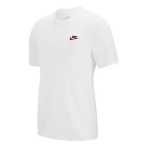 Nike Nike Sportswear Embroidered Logo Micro Mark Solid Color Casual Round Neck Short Sleeve White Multi-color
