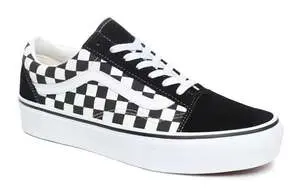 VANS Old Skool Platform Checkerboard Sneakers - Black