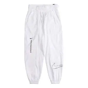 Nike Logo Printing Sports Adjustable Belt Bundle Feet Woven Long Pants/trousers Autumn White - Default Color