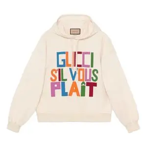 Gucci Felted Cotton Hooded Sweatshirt With Patch - Ivory