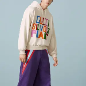 Gucci Felted Cotton Hooded Sweatshirt With Patch