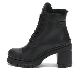 Prada Fur-lined Lace-up Ankle Boots - Black