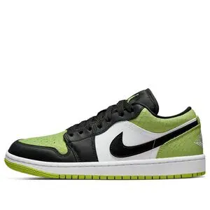 JORDAN 1 Low Se Vivid Green Snakeskin Sneakers - Black/green/white