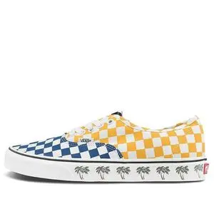 VANS Authentic Sidewall Palm Tree Checkerboard Low Top Sneakers - Yellow/blue