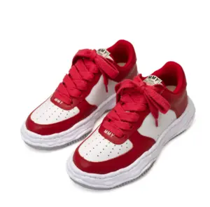 Mihara Yasuhiro Wayne Og Sole Leather Low-top Sneaker - White/red