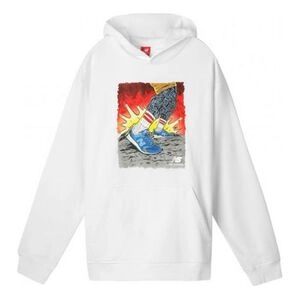 NEW BALANCE Graphic Print Hoodie - White/orange/blue