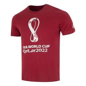 Adidas Oe Tee Alphabet Pattern Round Neck Short Sleeve Wine Red T-shirt - Default Color