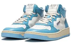 AUTRY Medalist Mid Leather Sneakers - White/blue