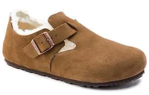 BIRKENSTOCK London Shearling Suede Leather Narrow Fit Clogs