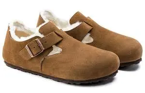 BIRKENSTOCK London Shearling Suede Leather Narrow Fit Clogs