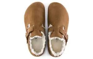 BIRKENSTOCK London Shearling Suede Leather Narrow Fit Clogs
