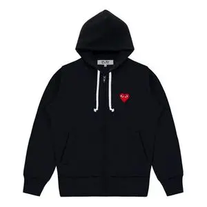 Play Comme Des Garcon Zip Hooded Jacket - Black
