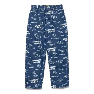 HUMAN MADE Printed Denim Baggy Jeans - Blue