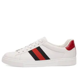 Gucci Ace Leather Sneakers With Red Croc Effect Detail - White/red/green