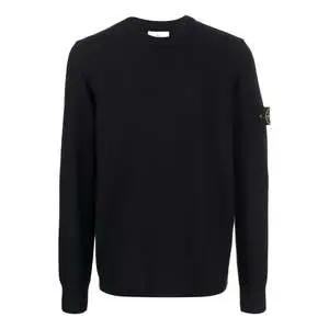 Stone Island Logo Patch Crewneck Sweatshirt - Black