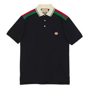 Gucci Cotton Polo With Interlocking G - Black