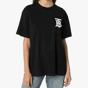 Burberry Monogram Motif Cotton Oversized T-shirt - Black